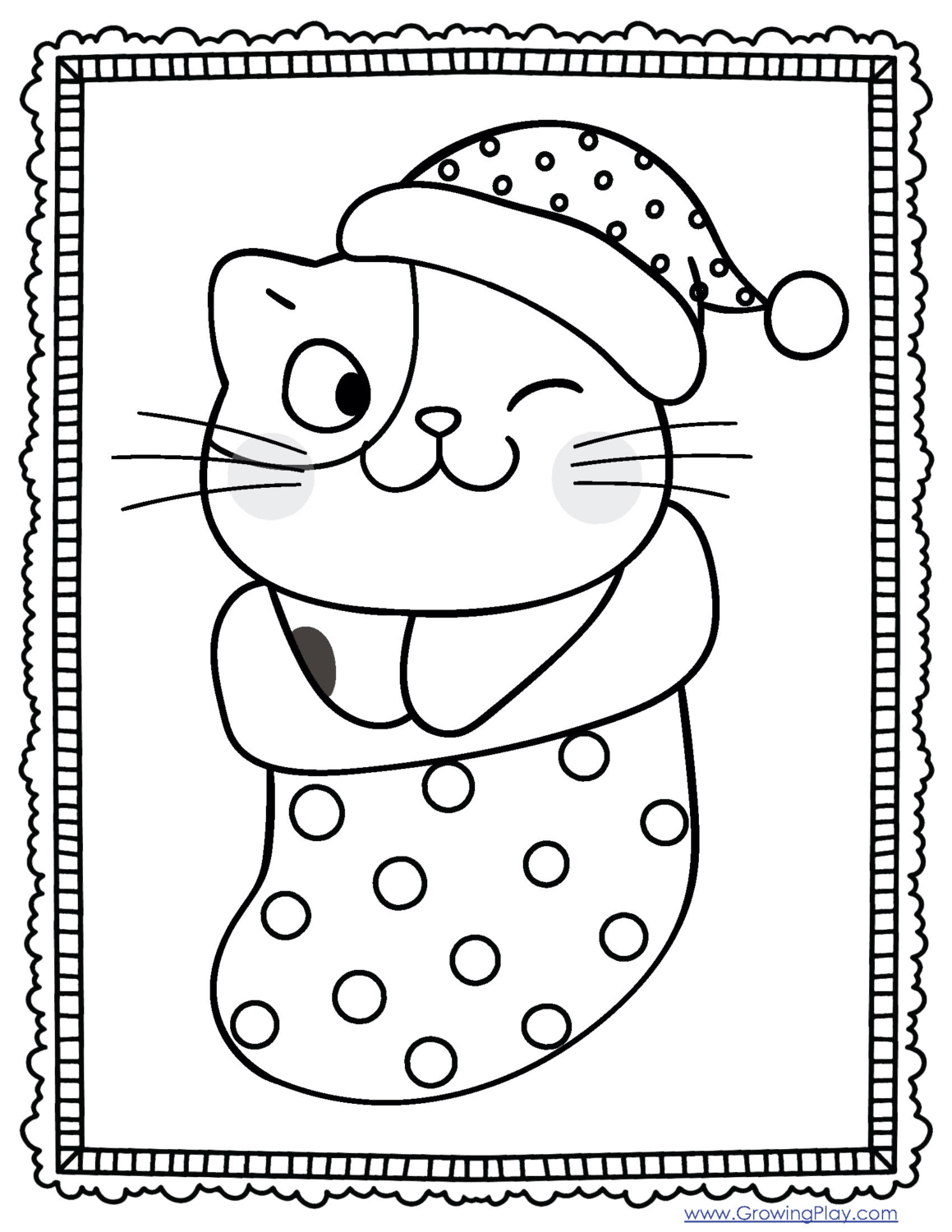 Christmas Cat Coloring Pages PDF - FREE Download - Growing Play