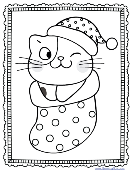 Christmas Cat Coloring Pages PDF - FREE Download - Growing Play