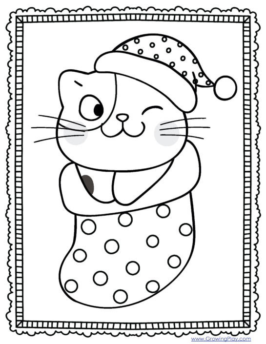 Christmas Cat Coloring Pages PDF - FREE Download - Growing Play