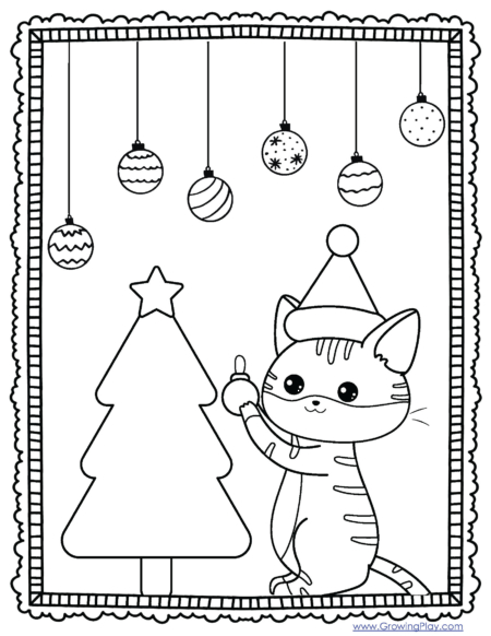 Christmas Cat Coloring Pages PDF - FREE Download - Growing Play