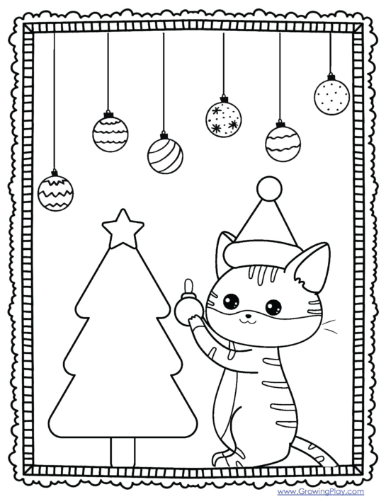 Christmas Cat Coloring Pages PDF - FREE Download - Growing Play