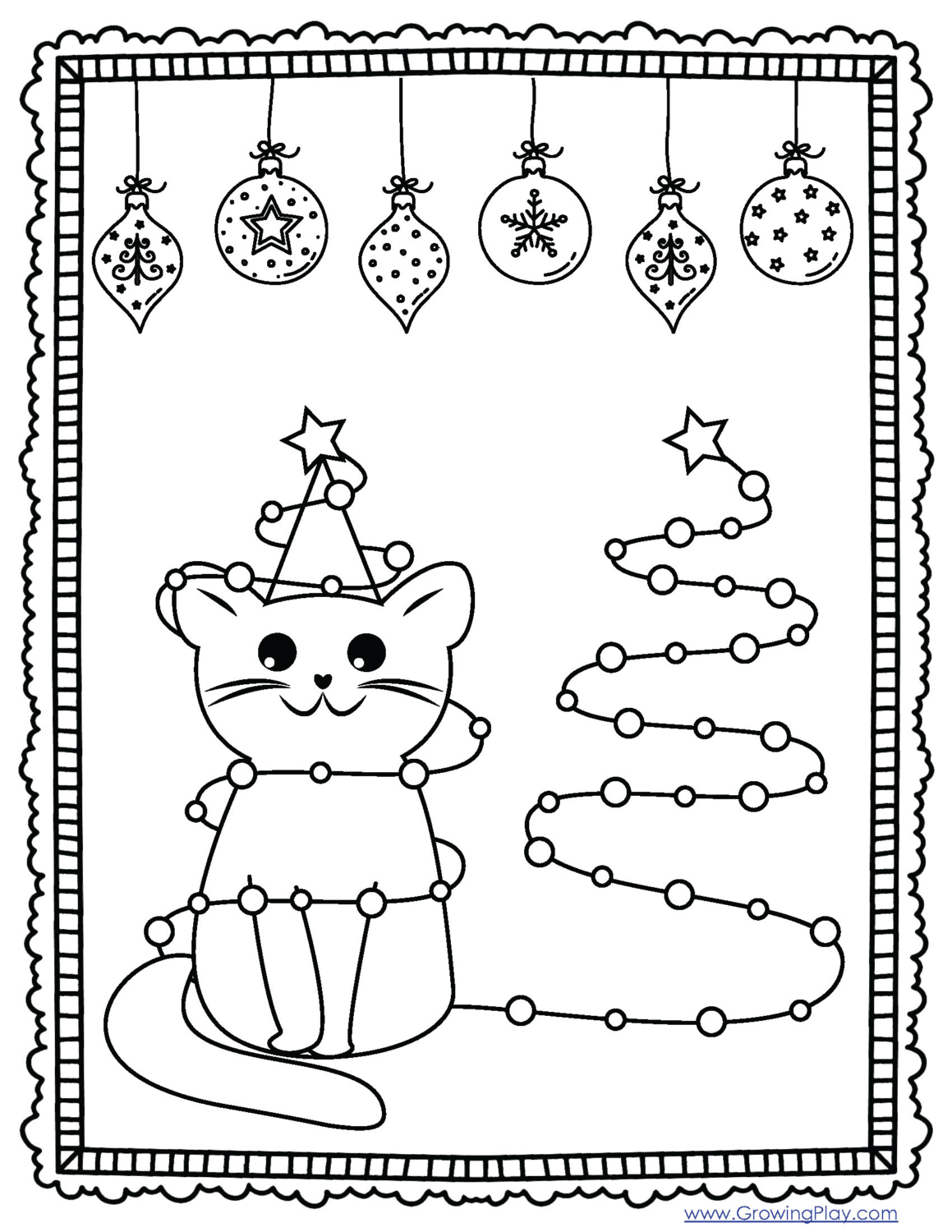 Christmas Cat Coloring Pages PDF - FREE Download - Growing Play