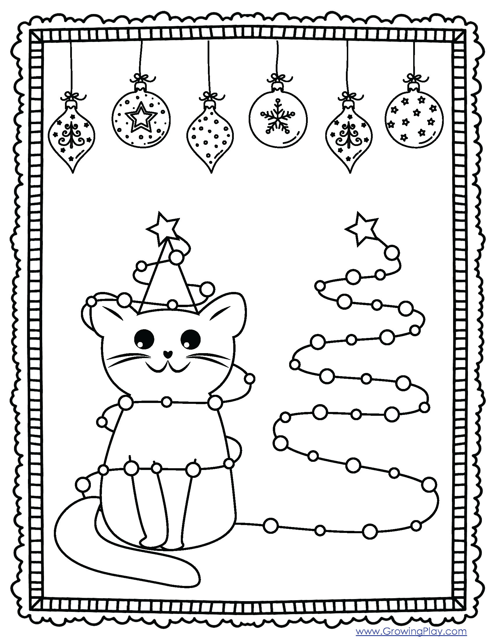Christmas Cat Coloring Pages PDF - FREE Download - Growing Play