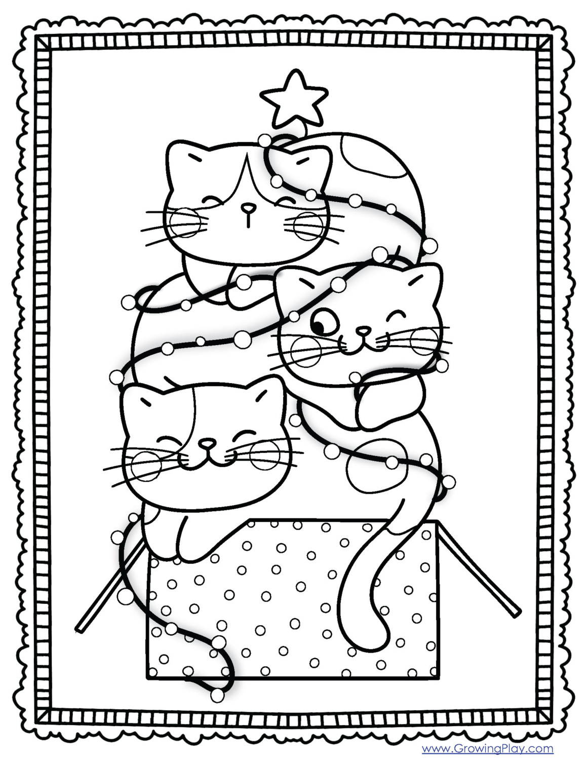 Christmas Cat Coloring Pages PDF - FREE Download - Growing Play