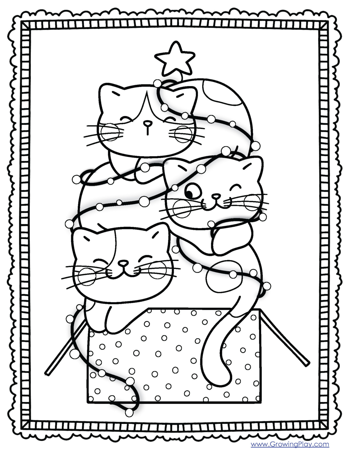 Christmas Cat Coloring Pages PDF - FREE Download - Growing Play