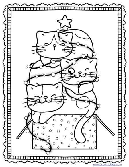 Christmas Cat Coloring Pages PDF - FREE Download - Growing Play