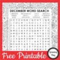 December Word Search Free Printable - Growing Play