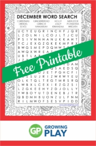 December Word Search Free Printable - Growing Play