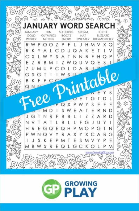 January Word Search Free Printable - Growing Play