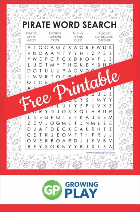 Pirate Word Search PDF Free Printable - Growing Play