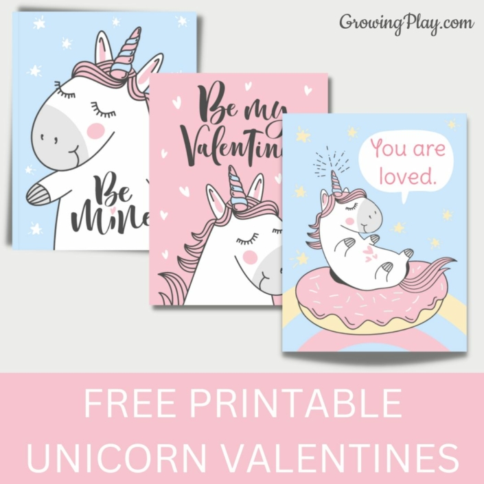 Free Printable Unicorn Valentines - Growing Play