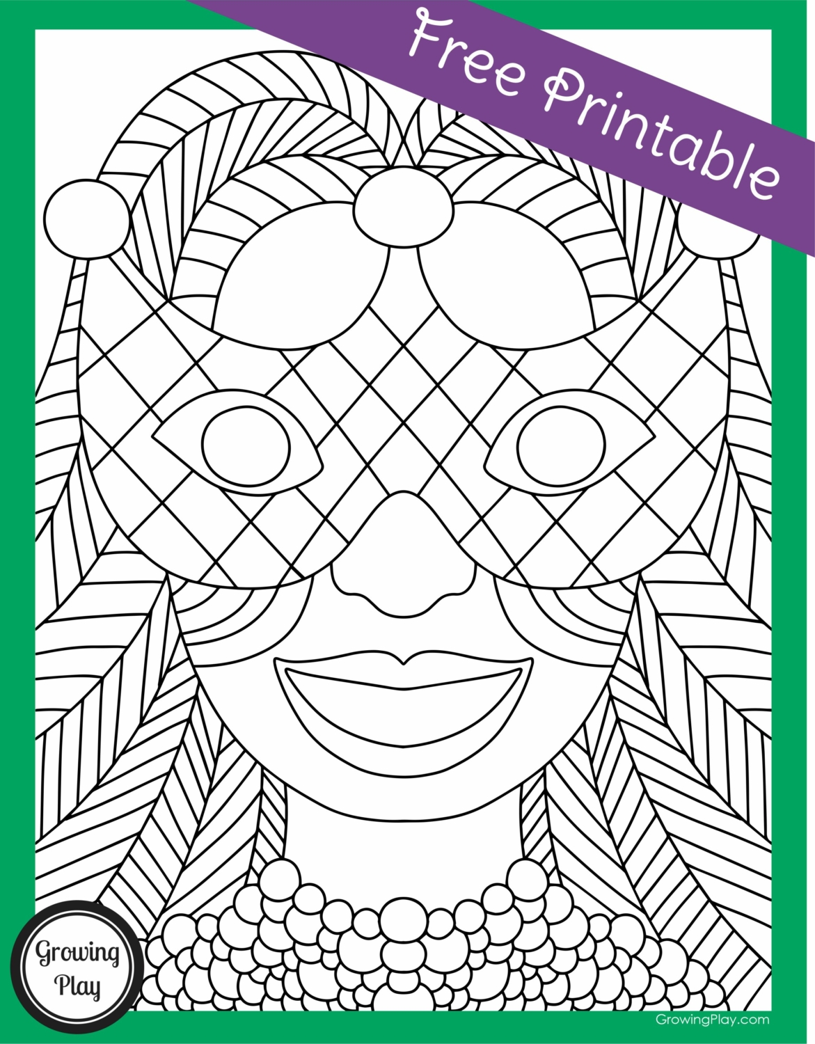 Mardi Gras Coloring Pages - Free Printable - Growing Play