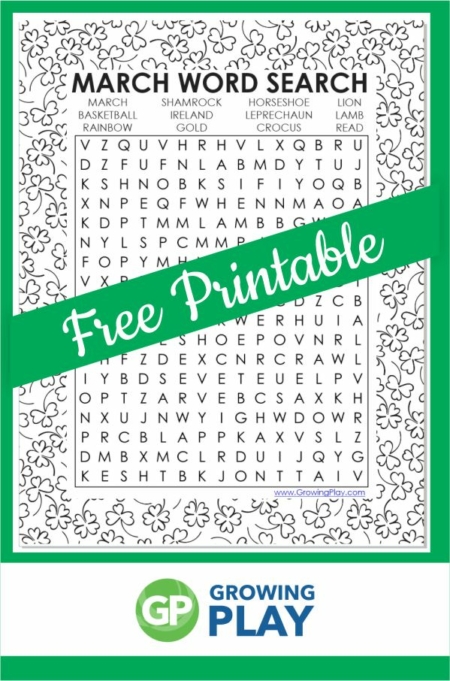 March Word Search Printable - Growing Play