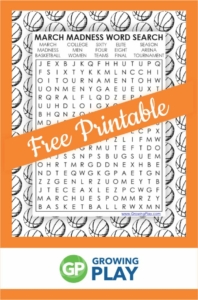 March Madness Word Search Printable - FREE - Growing Play