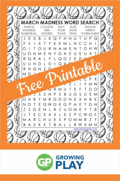 March Madness Word Search Printable - FREE - Growing Play