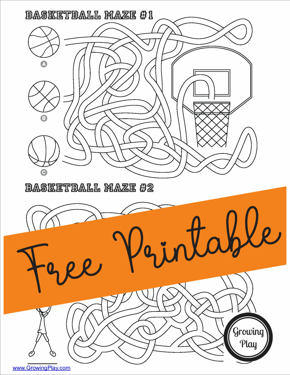 Basketball Mazes - Free Printables - Growing Play