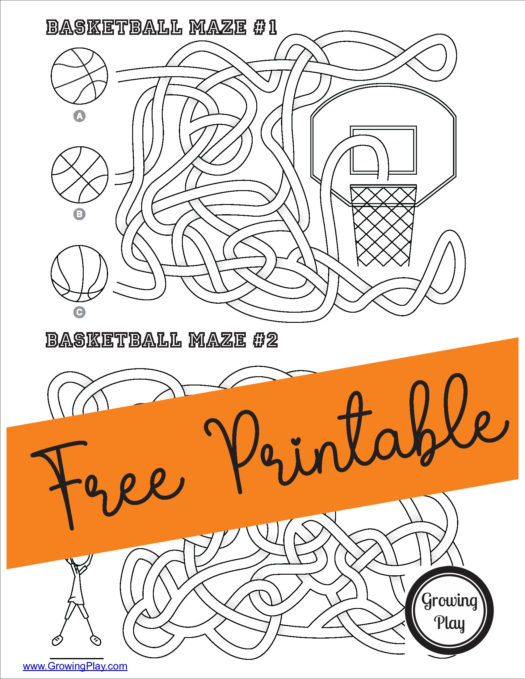 Basketball Mazes - Free Printables - Growing Play