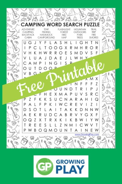 Camping Word Search Printable - Growing Play