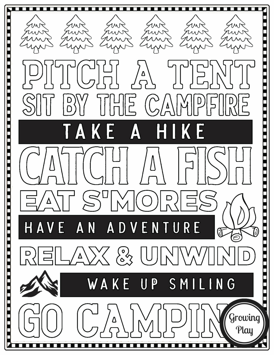 Free Camping Coloring Pages - Growing Play