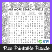 Art Word Search Printable Puzzle - FREE - Growing Play