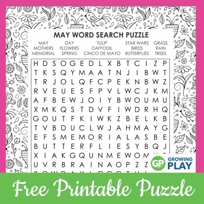 May Word Search Printable Free - Growing Play