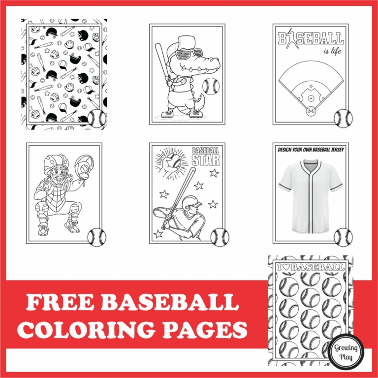 Baseball Coloring Pages - Free Printables - Growing Play
