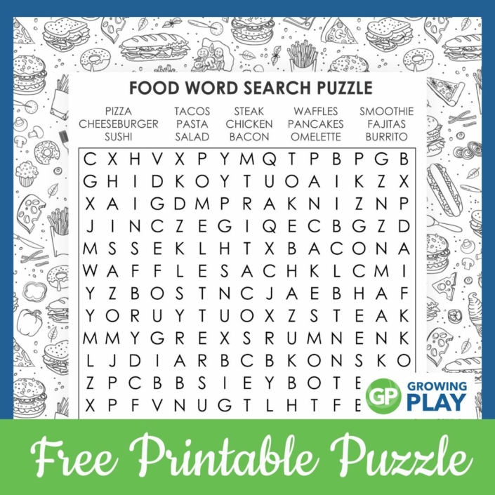Food Word Search Printable - FREE - Growing Play