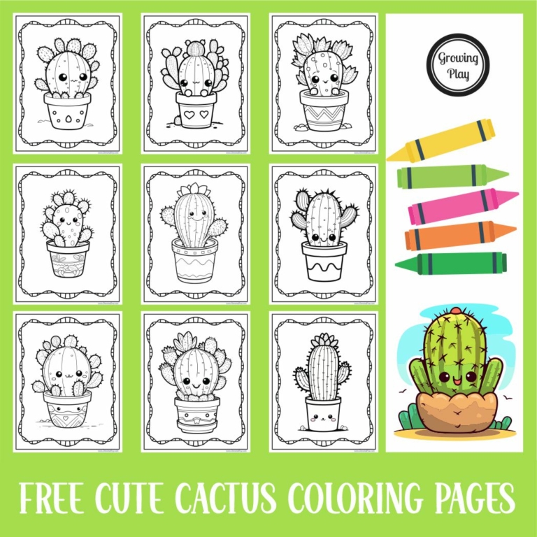 Cute Cactus Coloring Pages - FREE PDF - Growing Play