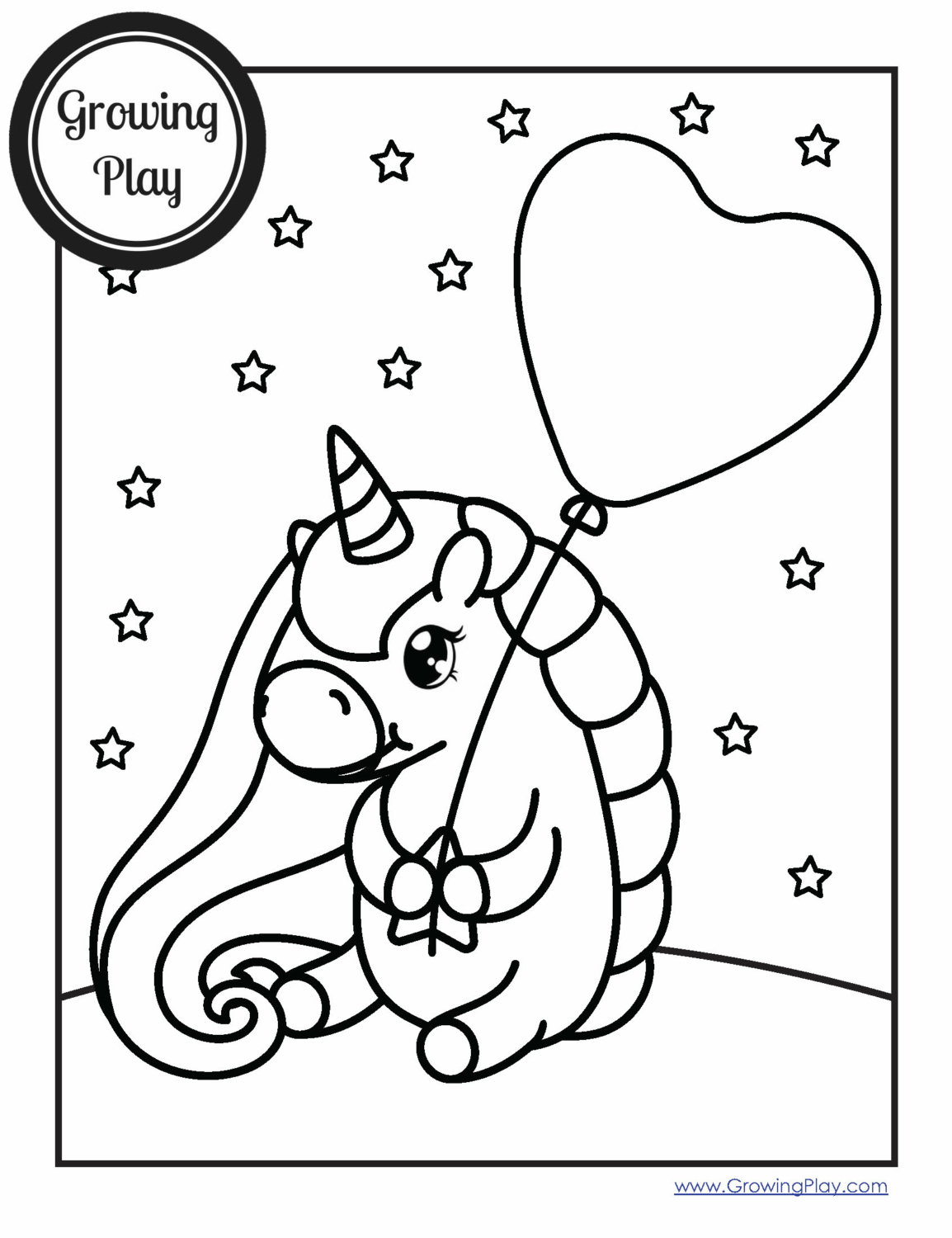 Cute Kawaii Unicorn Coloring Pages FREE - Growing Play