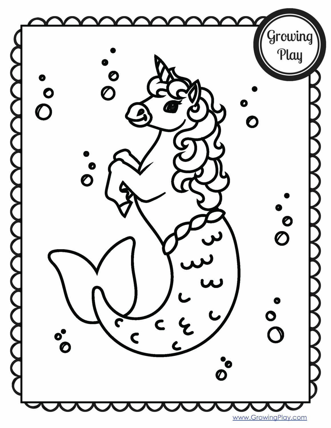 Unicorn Mermaid Coloring Pages FREE - Growing Play