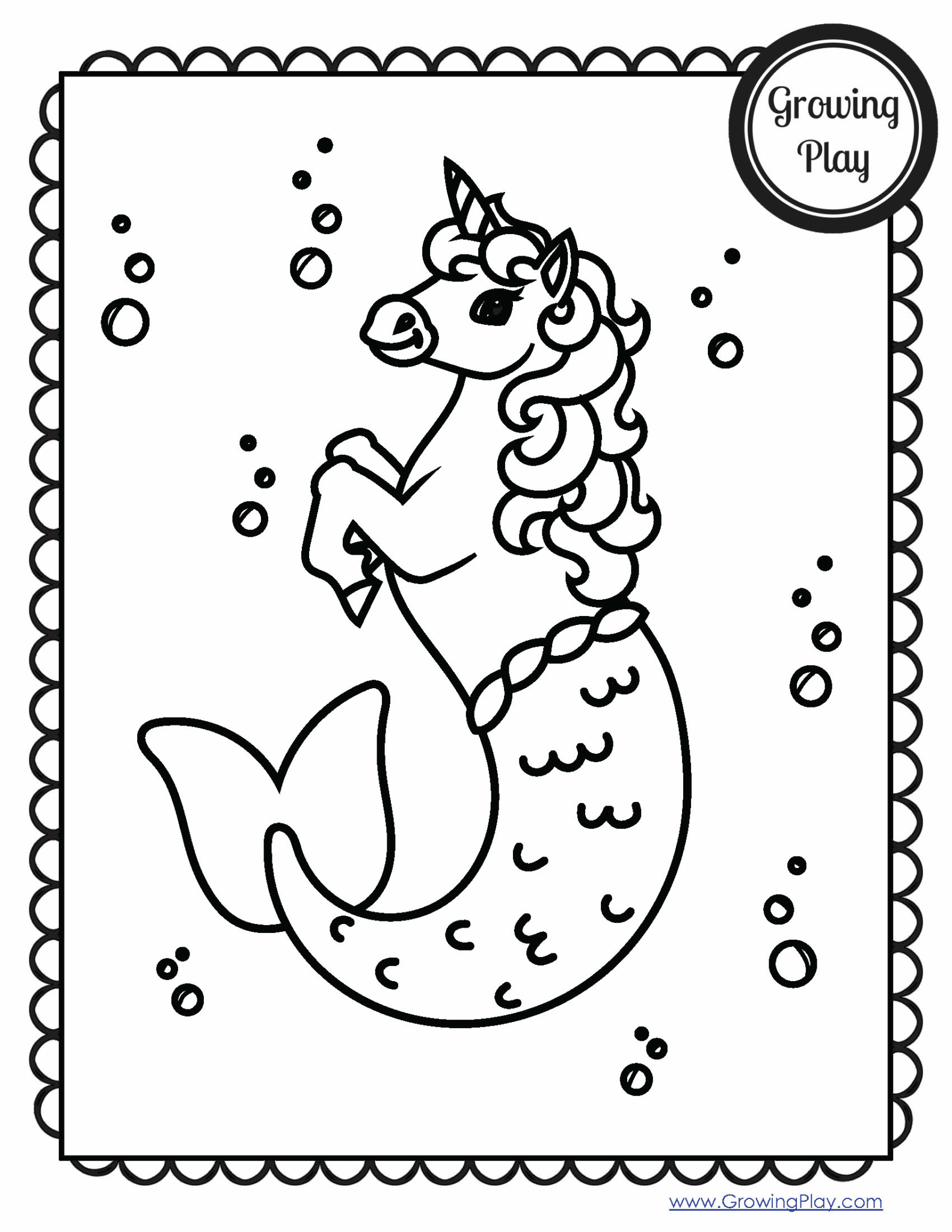 Unicorn Mermaid Coloring Pages FREE - Growing Play
