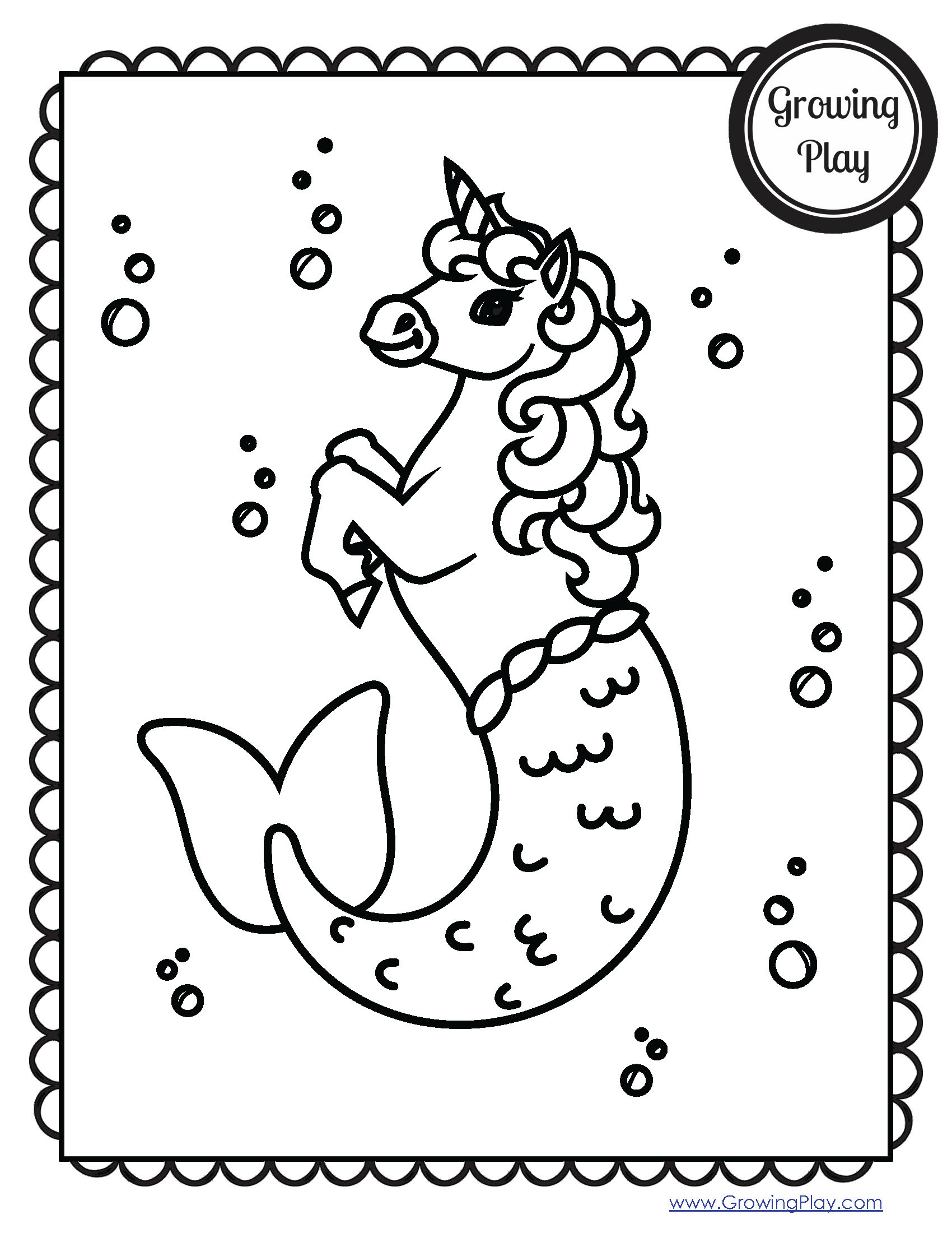 Unicorn Mermaid Coloring Pages FREE - Growing Play