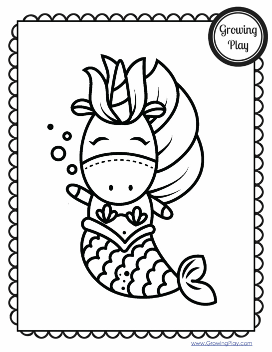 Unicorn Mermaid Coloring Pages FREE - Growing Play