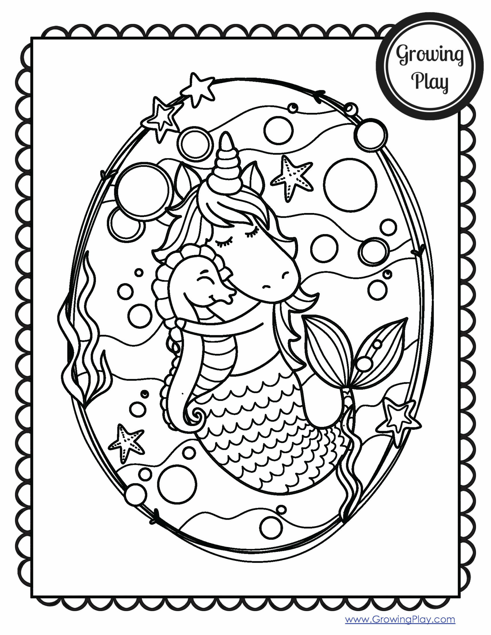Unicorn Mermaid Coloring Pages FREE - Growing Play