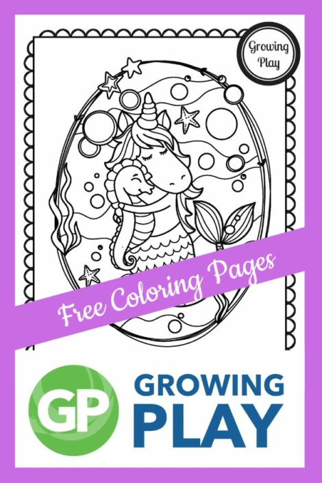 Unicorn Mermaid Coloring Pages FREE - Growing Play