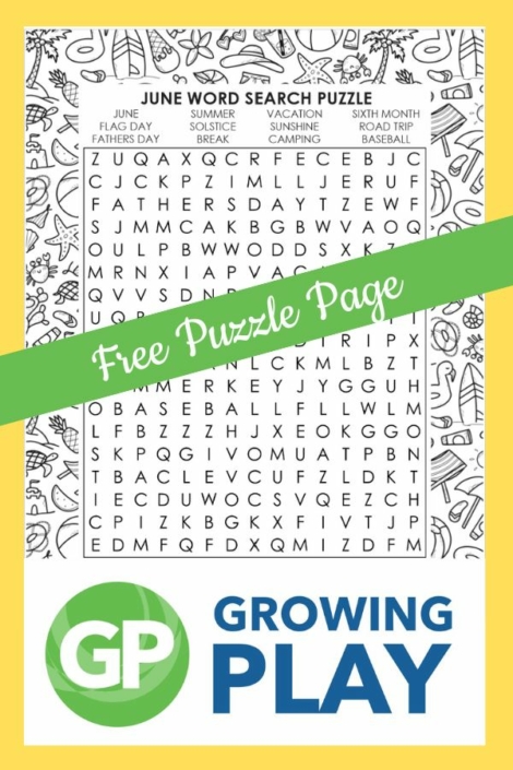 June Word Search Free Printable - Growing Play