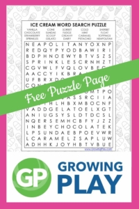 Ice Cream Word Search Free Printable - Growing Play