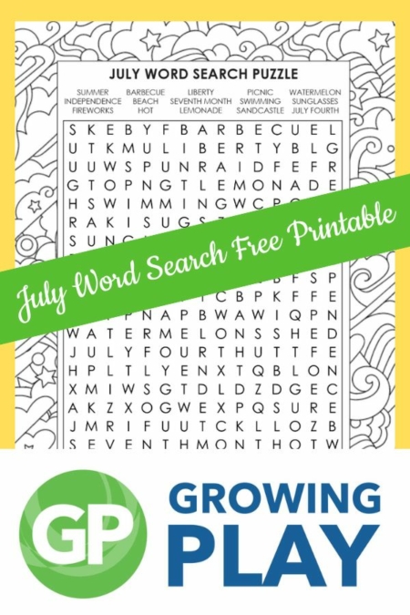 July Word Search Free Printable - Growing Play