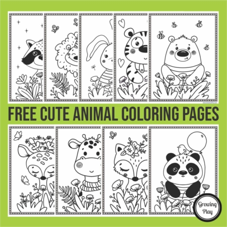 Cute Animal Coloring Pages - Free Printables - Growing Play