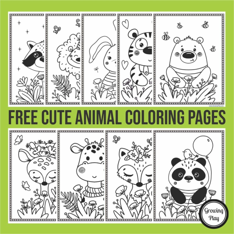 Cute Animal Coloring Pages - Free Printables - Growing Play