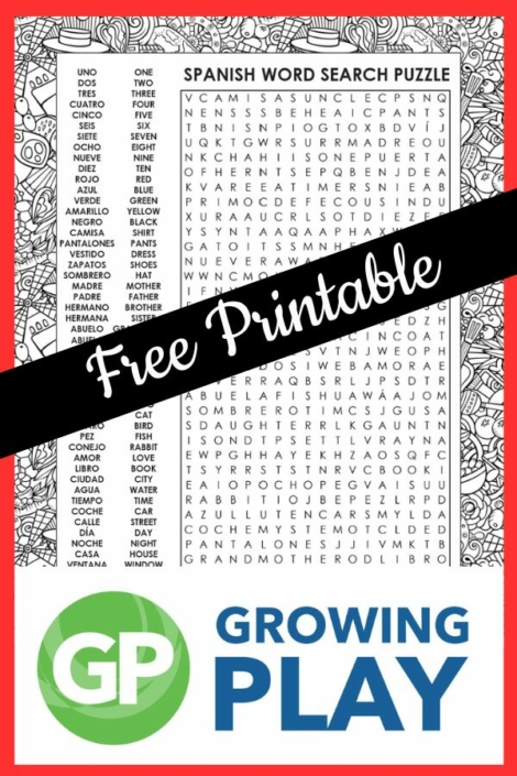 Word Search Spanish Printable - FREE - Growing Play
