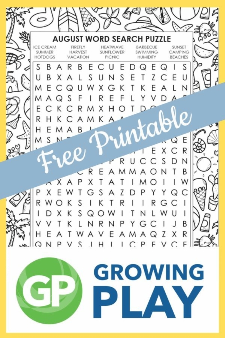 August Word Search Free Printable - Growing Play