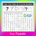 Colors Word Search Free Printable: A Rainbow of Fun! - Growing Play