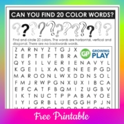 Colors Word Search Free Printable: A Rainbow of Fun! - Growing Play