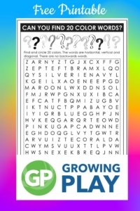 Colors Word Search Free Printable: A Rainbow of Fun! - Growing Play