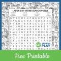 Free Printable Labor Day Word Search Puzzle - Growing Play