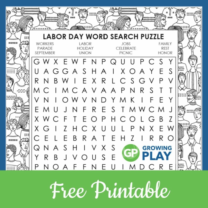 Free Printable Labor Day Word Search Puzzle - Growing Play