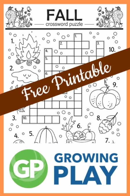 Fall Crossword Puzzle - Free Printable - Growing Play