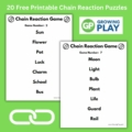 Chain Reaction Word Game - Free Printable - Growing Play