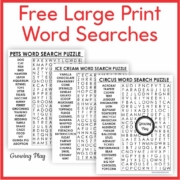 Printable Large Print Word Search Puzzles FREE - Growing Play
